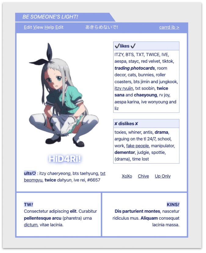 Aesthetic Carrd Template Free