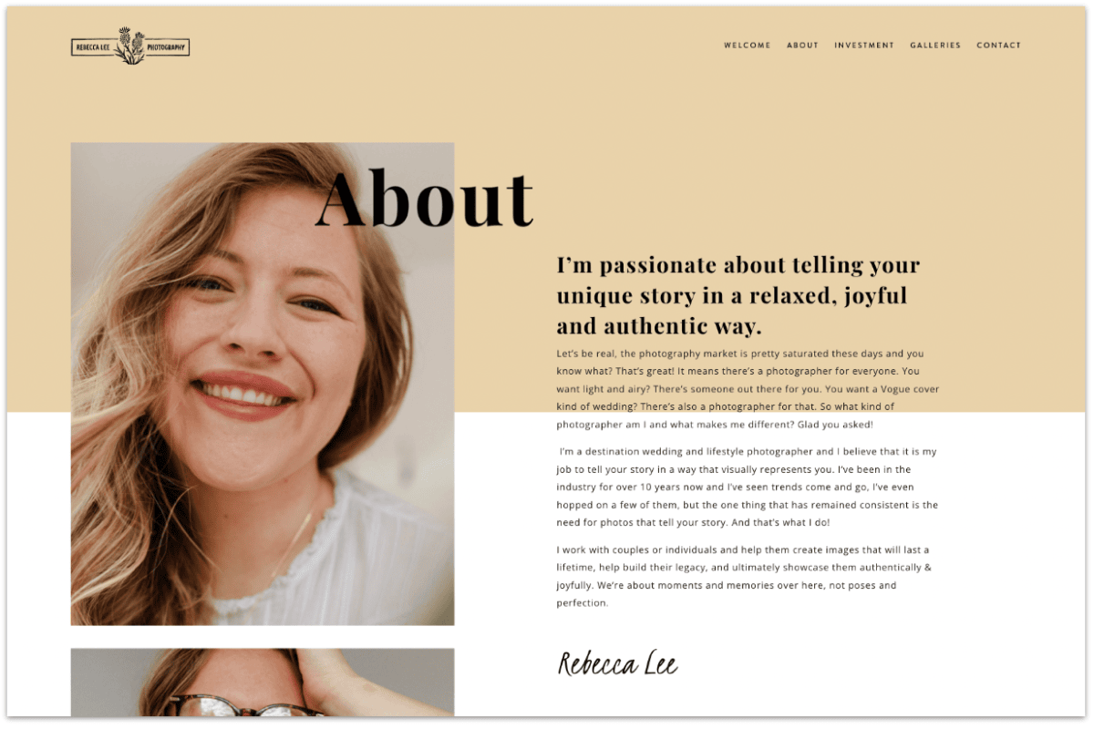 13 Photographer website examples on Squarespace (templates included)