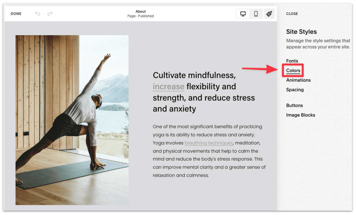 Change the color of a link Squarespace 7.1 (without code)