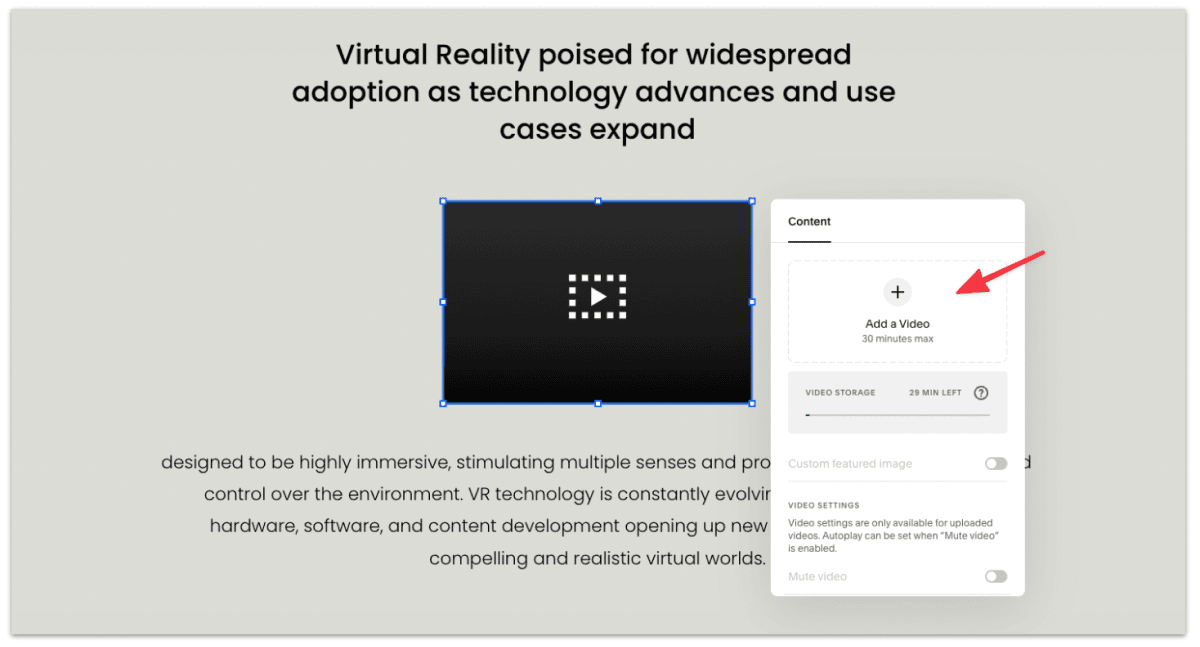 How to loop a video in Squarespace (without code)