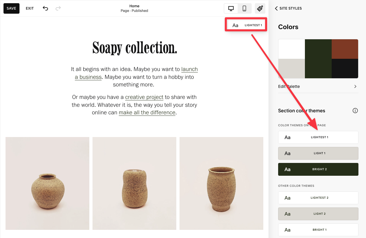 Change the color of a link Squarespace 7.1 (without code)