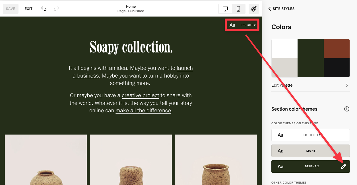 Change the color of a link Squarespace 7.1 (without code)