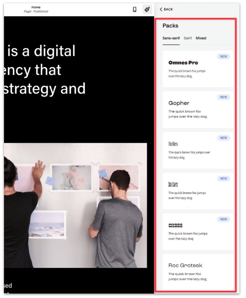 How to change font in Squarespace 7.1