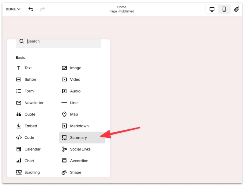 How to add blog posts on the home page on Squarespace