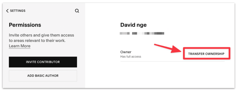 Transfer Squarespace site ownership to another account