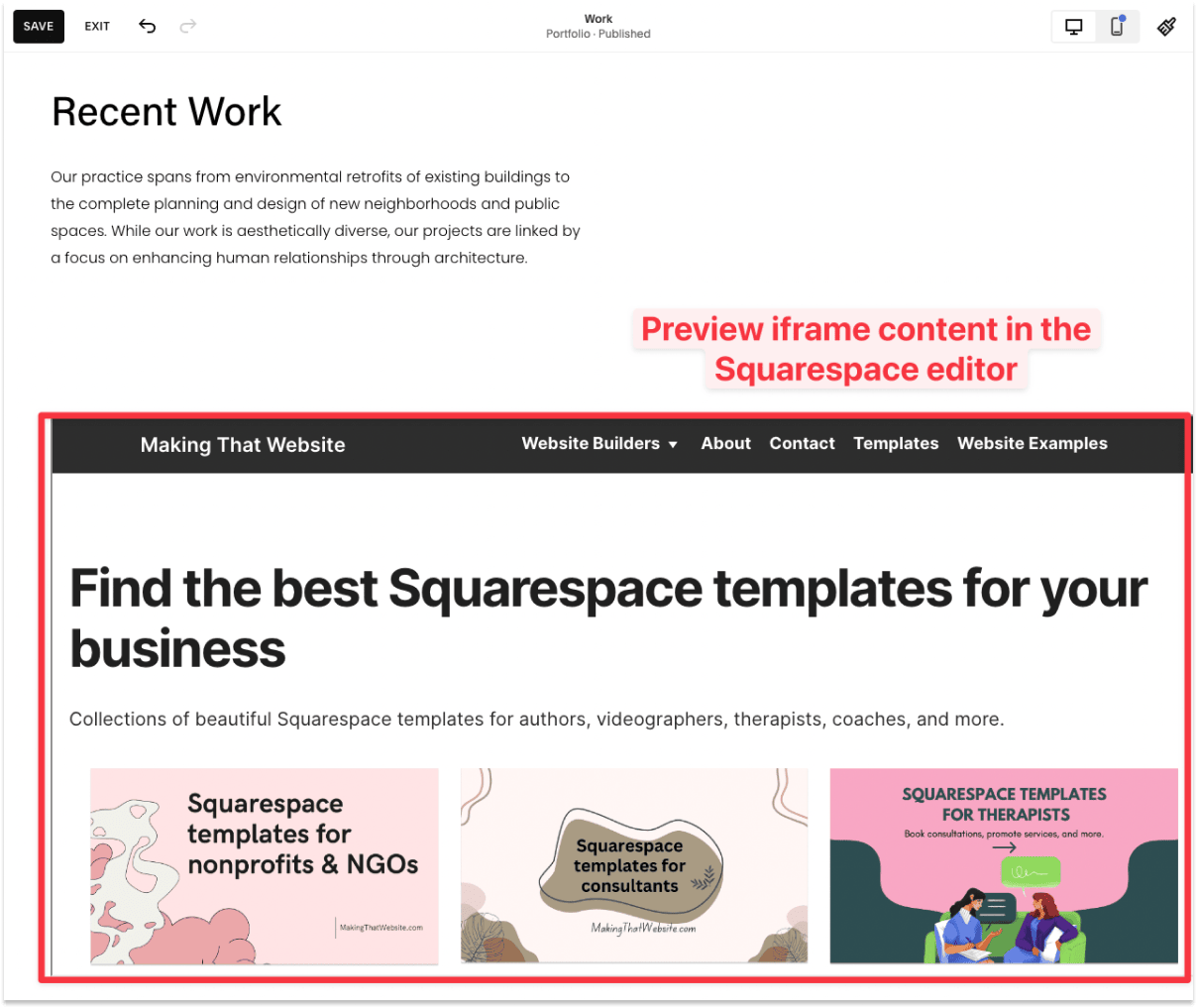 How to add iframe to Squarespace (without errors)